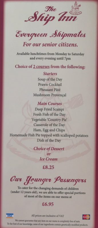 Menus - Ship Inn